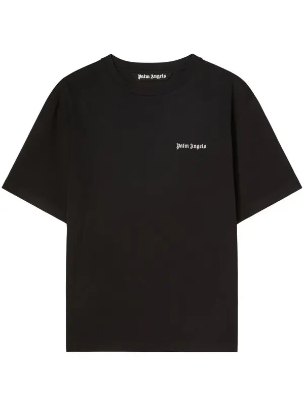 Palm Angels Embroidered-logo Crew-neck T-shirt - Black