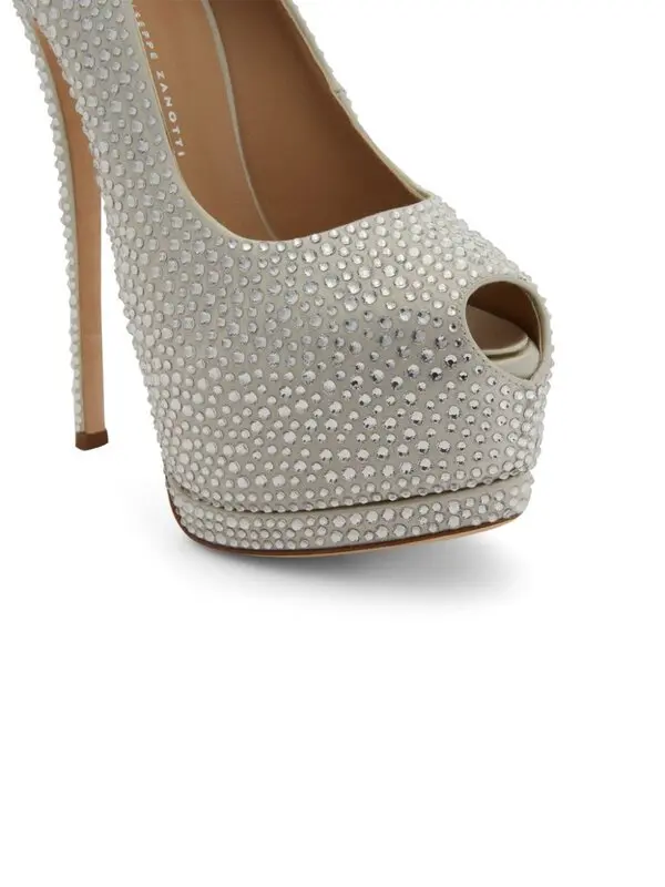 GIUSEPPE ZANOTTI Sharon 140mm Rhinestone Pumps - Grey