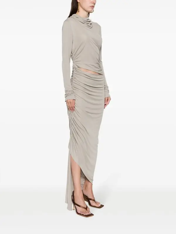 ANDREĀDAMO Asymmetric Draped Midi Dress - Grey