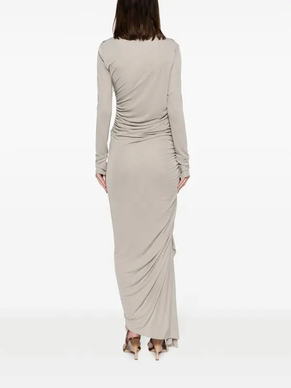 ANDREĀDAMO Asymmetric Draped Midi Dress - Grey