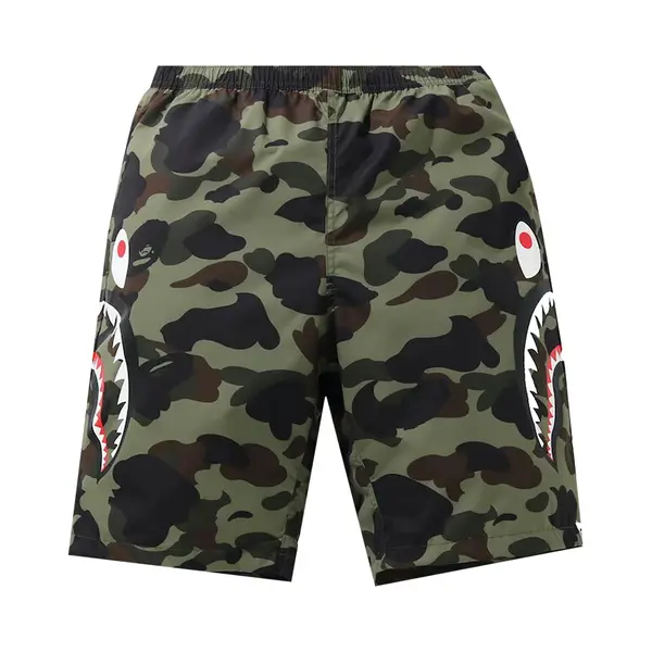 A BATHING APE 1st Camo Shark Beach Shorts - Green