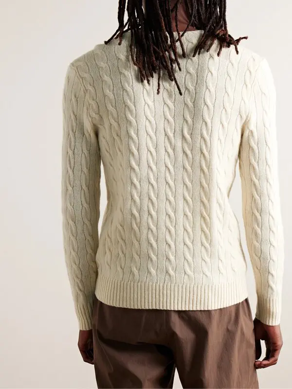 Polo Ralph Lauren Slim-fit Cable-knit Wool And Cashmere-blend Sweater - Neutrals