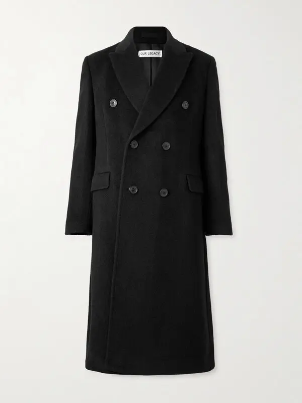 Our Legacy Whale Double-breasted Mohair-blend Coat - Black