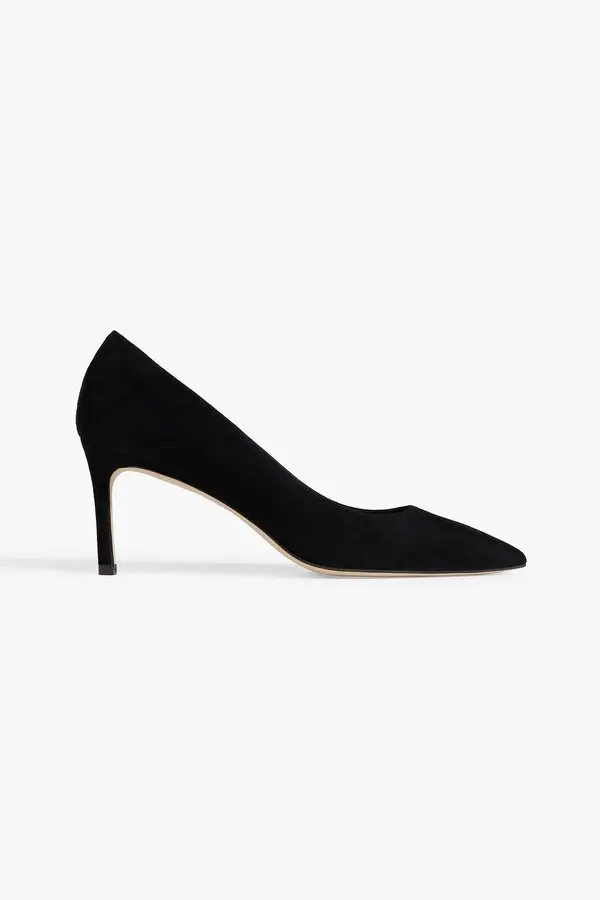 STUART WEITZMAN Leigh 75 Suede Pointed Toe Pumps - Black