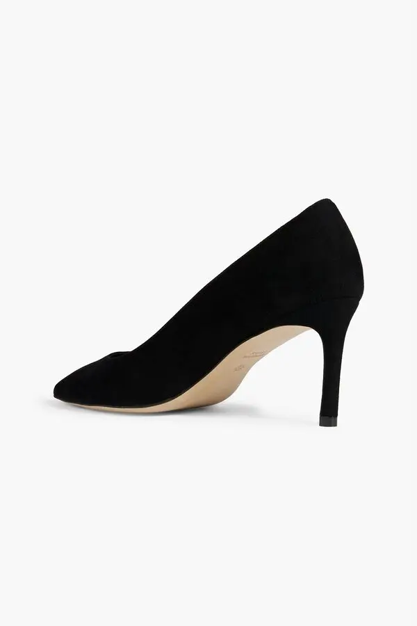 STUART WEITZMAN Leigh 75 Suede Pointed Toe Pumps - Black