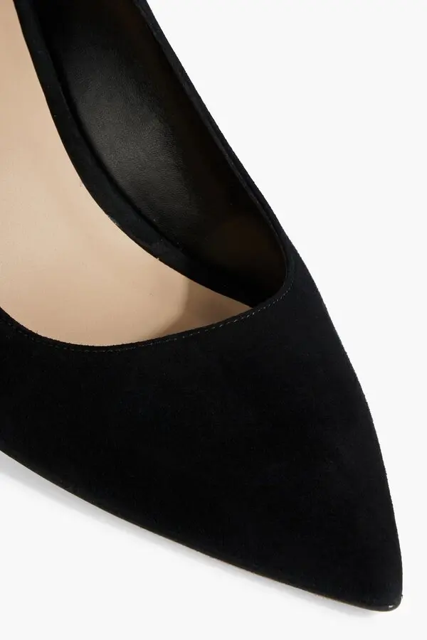 STUART WEITZMAN Leigh 75 Suede Pointed Toe Pumps - Black