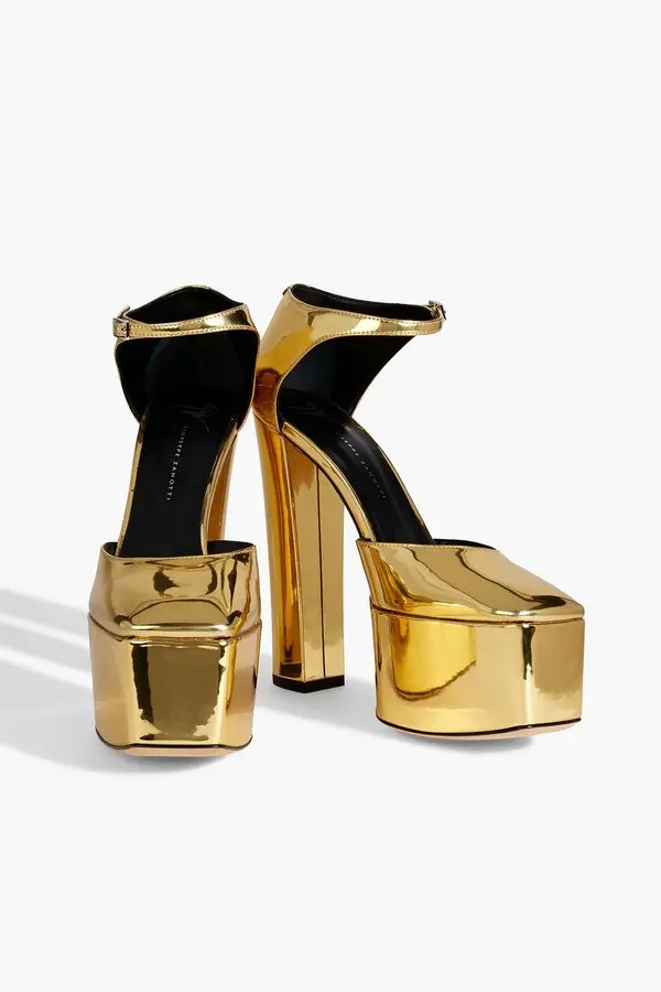 GIUSEPPE ZANOTTI Bebe Mirrored-leather Platform Pumps - Gold