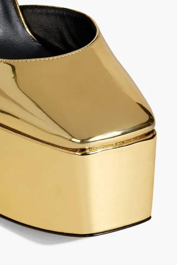 GIUSEPPE ZANOTTI Bebe Mirrored-leather Platform Pumps - Gold