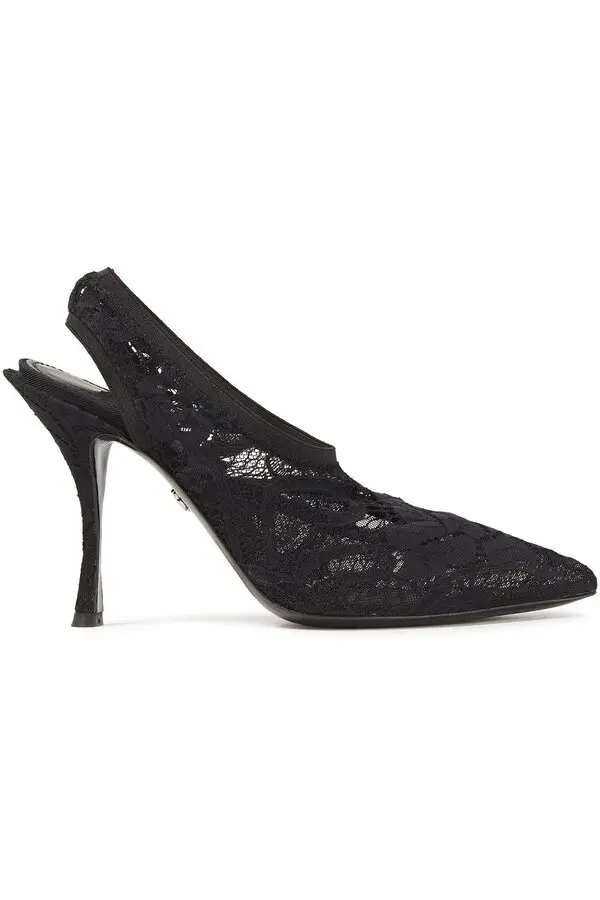 Dolce & Gabbana Stretch-lace Slingback Pumps