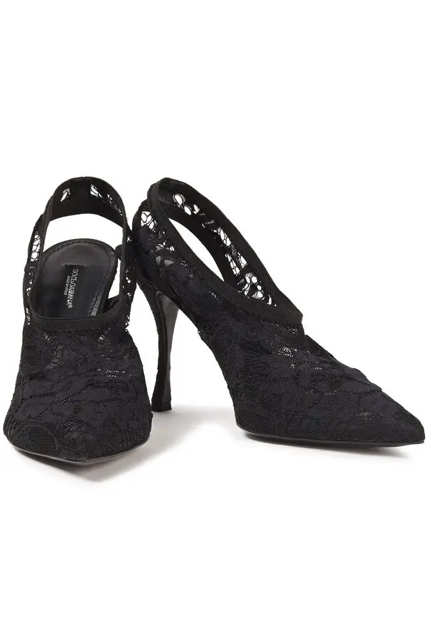 Dolce & Gabbana Stretch-lace Slingback Pumps