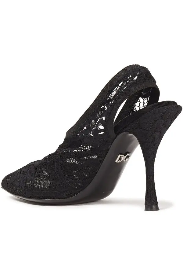 Dolce & Gabbana Stretch-lace Slingback Pumps