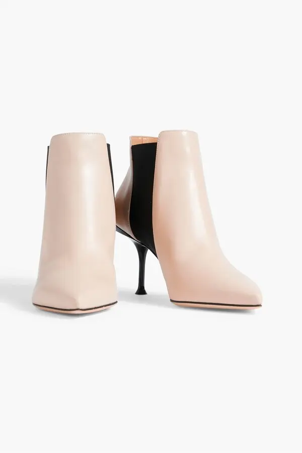 SERGIO ROSSI Leather Ankle Boots - Blush