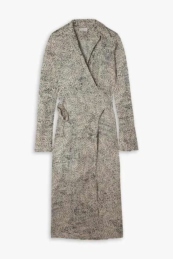 Dries Van Noten Printed Satinjacquard Midi Wrap Dress