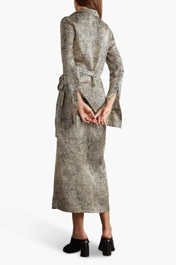 Dries Van Noten Printed Satinjacquard Midi Wrap Dress
