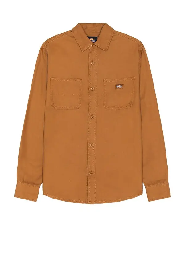 Dickies Duck Canvas Long Sleeve Shirt In Brown