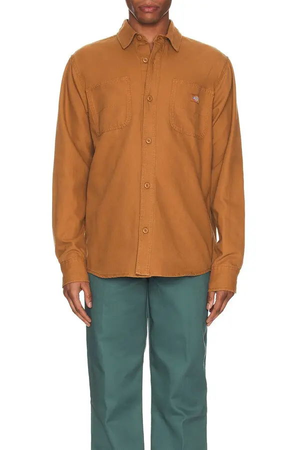 Dickies Duck Canvas Long Sleeve Shirt In Brown