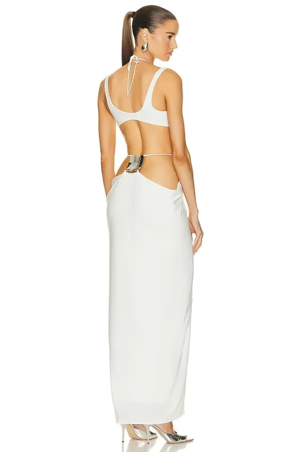 GRACE LING Square Lower Back Plate Pillar Drape Skirt