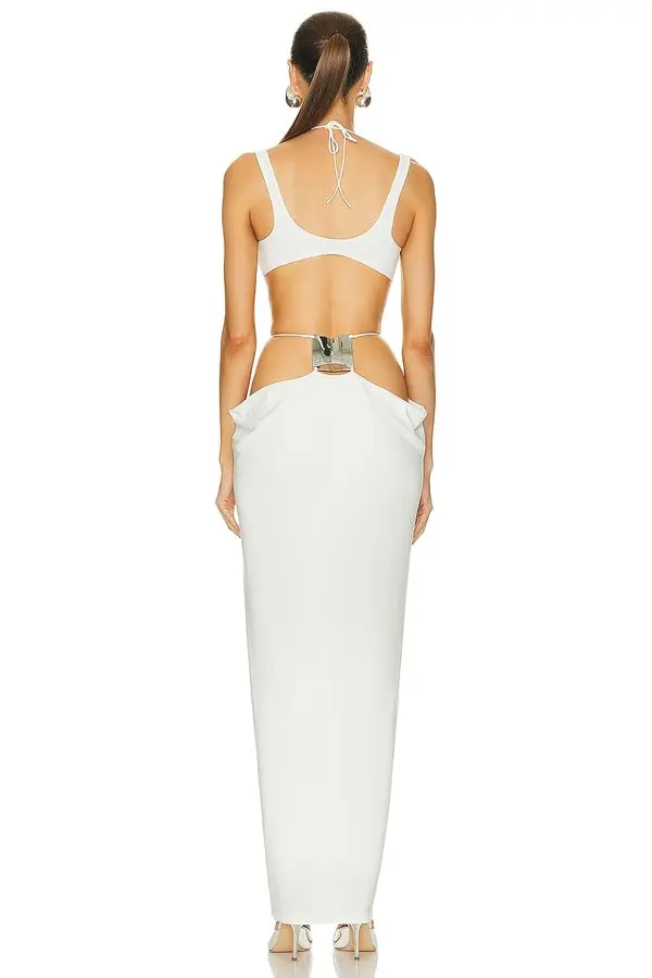 GRACE LING Square Lower Back Plate Pillar Drape Skirt