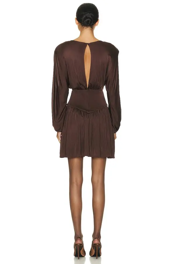 Helsa Slinky Jersey Mini Dress - Chocolate Brown | Editorialist