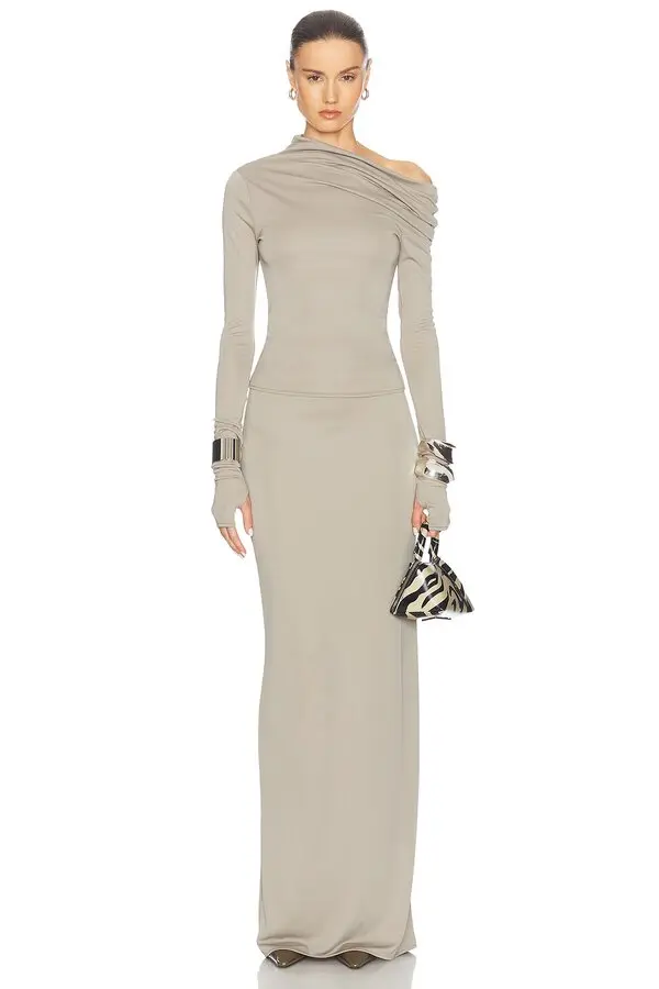 HELSA Matte Jersey Drape Shoulder Top