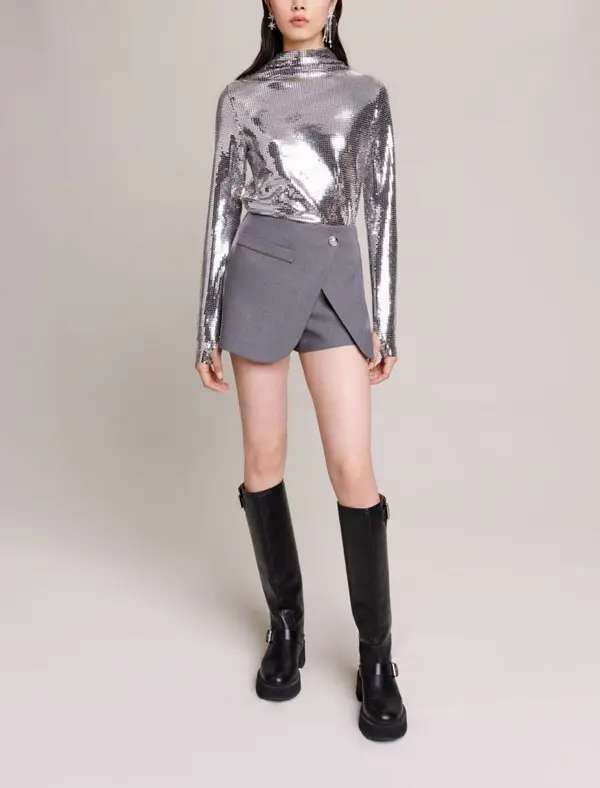 Maje Glittery Top - Silver