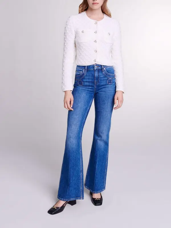 Maje Embroidered Flared Jeans - Blue