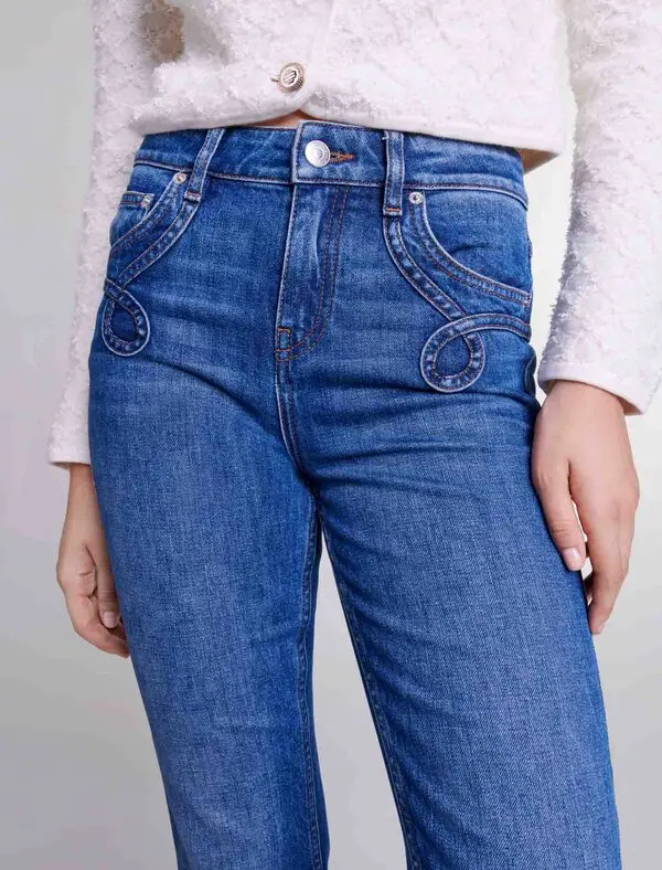 Maje Embroidered Flared Jeans