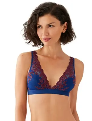 Wacoal Embrace Lace Wire Free Bralette - Blue Depths Cordovan