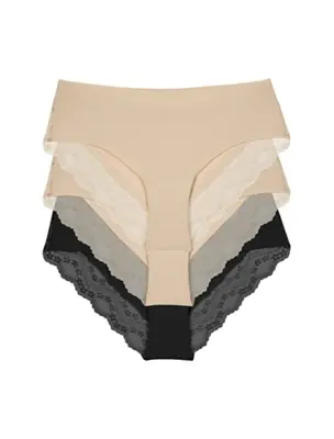Wacoal B.bare Cheeky Panty Pack Au Natural/au Natural/night - Au Natural Au Natural Night