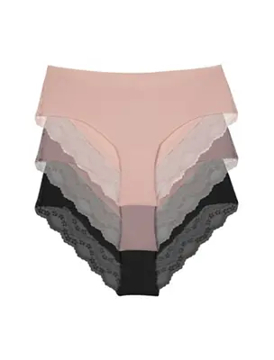Wacoal B.bare Cheeky Panty Pack Au Natural/au Natural/night - Rose Smoke Antler Night