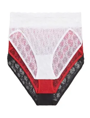 Wacoal Lace Kiss Hi-leg Panty Pack Rose Smoke/au Natural/night - White Crimson Red Night