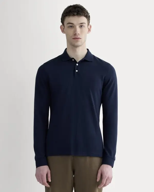 Everlane Long-sleeve Pique Polo Tshirt - Deep Navy