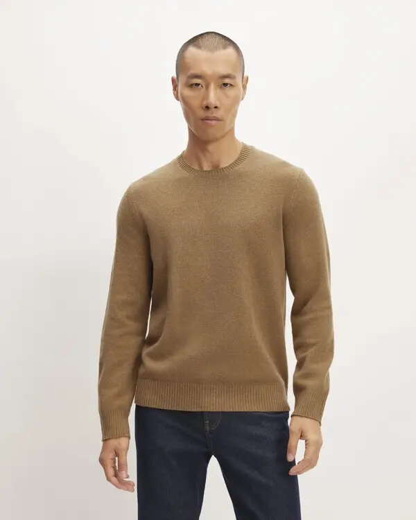Everlane Premium Merino Crew Neck Sweater - Deep Camel