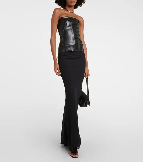 Rick Owens Coated Denim Bustier - Black