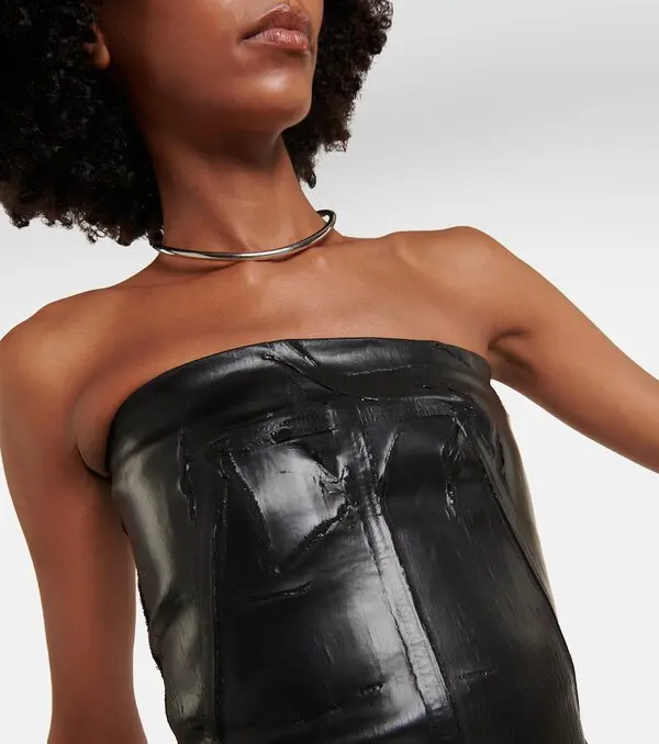 Rick Owens Coated Denim Bustier - Black