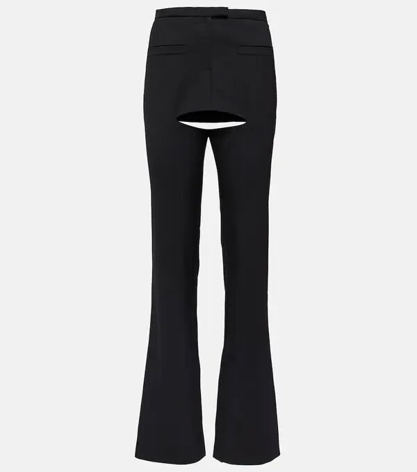 COURREGES Courrèges Cutout Flared Wool-blend Pants - Black