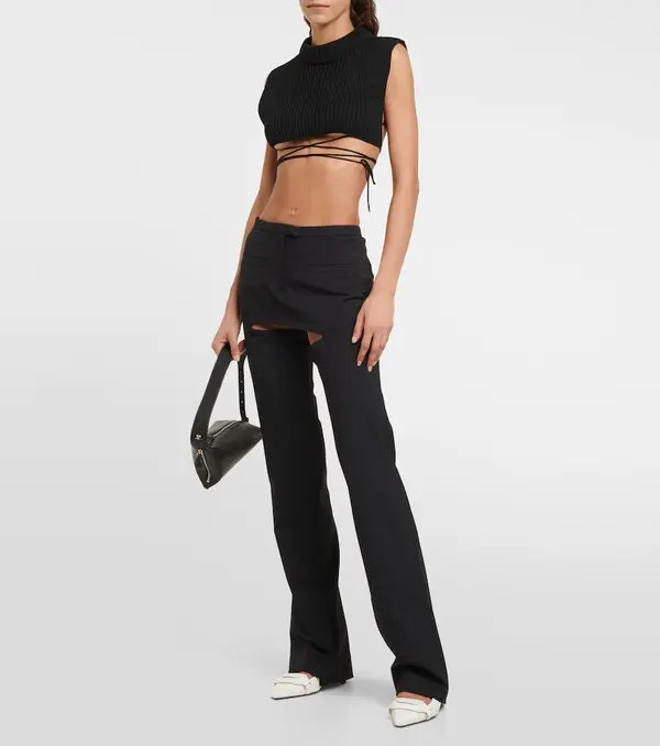 COURREGES Courrèges Cutout Wool-blend Flared Pants