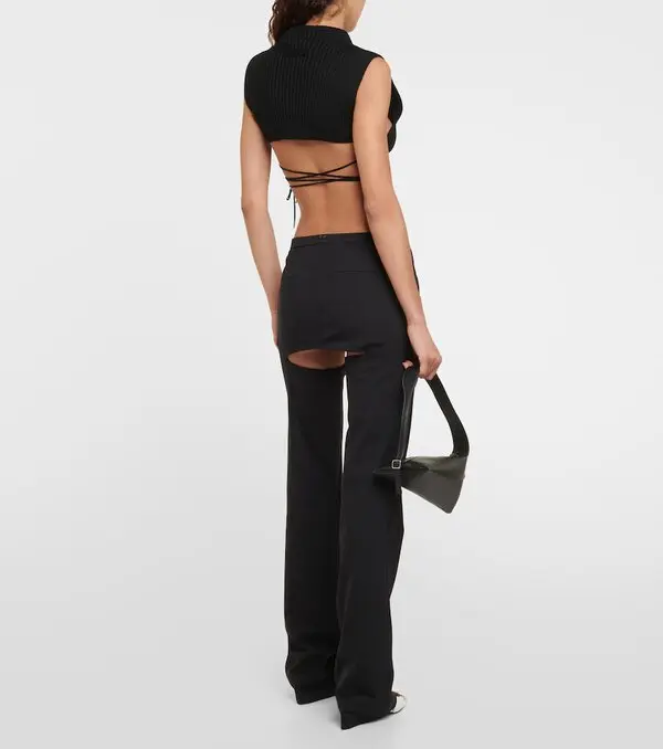 COURREGES Courrèges Cutout Wool-blend Flared Pants