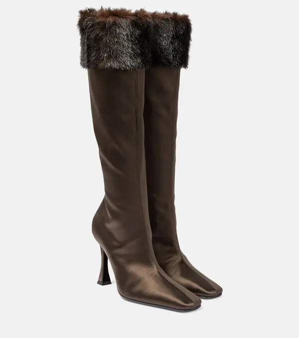 Magda Butrym Faux Satin Boots - Brown