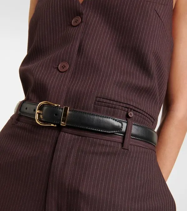 NILI LOTAN Leather Belt - Black
