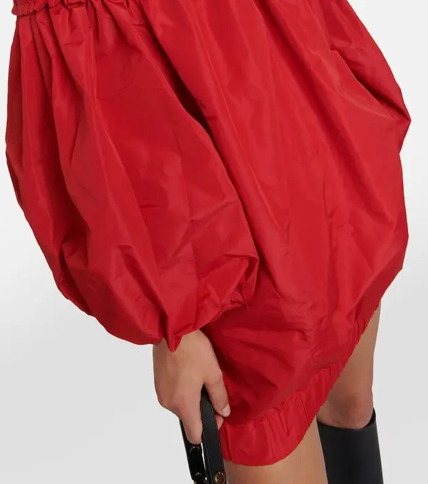 PATOU Smocked Off-shoulder Crêpe Minidress - Red