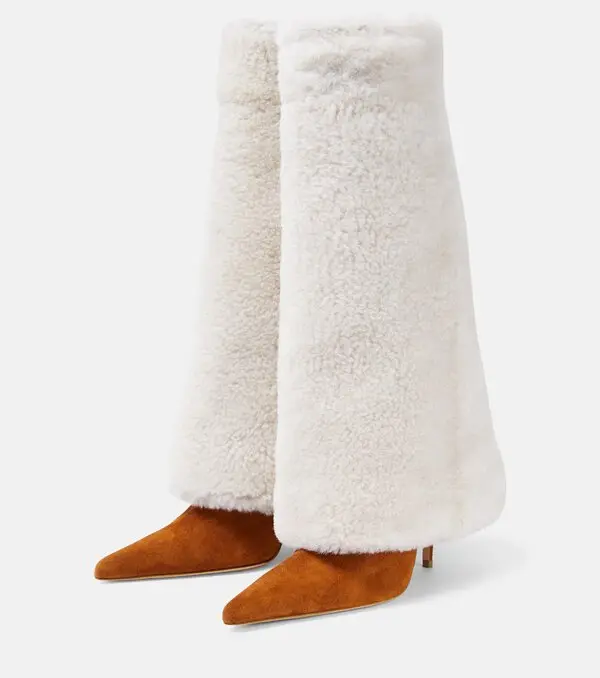 Magda Butrym Shearling And Suede Knee-high Boots