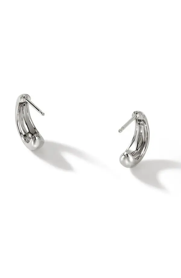 John Hardy Sterling Surf J Hoop Diamond Earrings