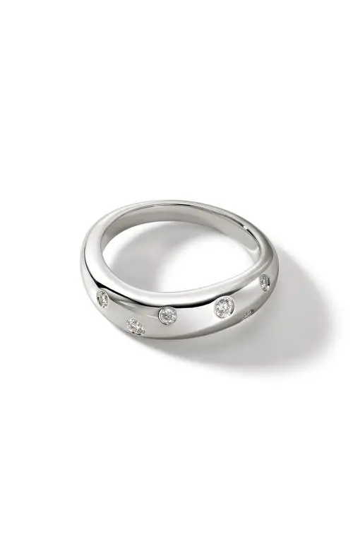 John Hardy Surf Diamond Band Ring - Silver