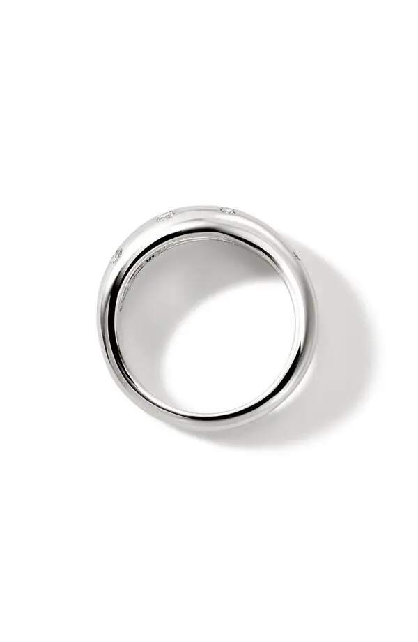 John Hardy Surf Diamond Band Ring - Silver