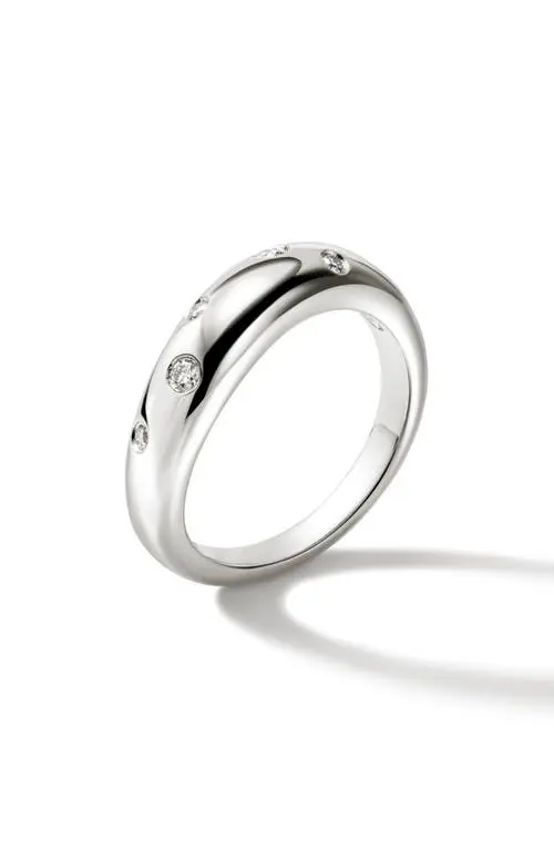John Hardy Surf Diamond Band Ring - Silver