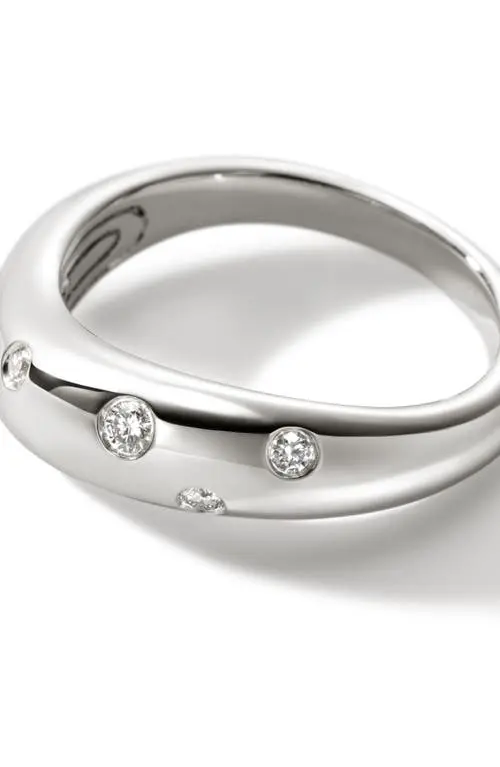 John Hardy Surf Diamond Band Ring - Silver