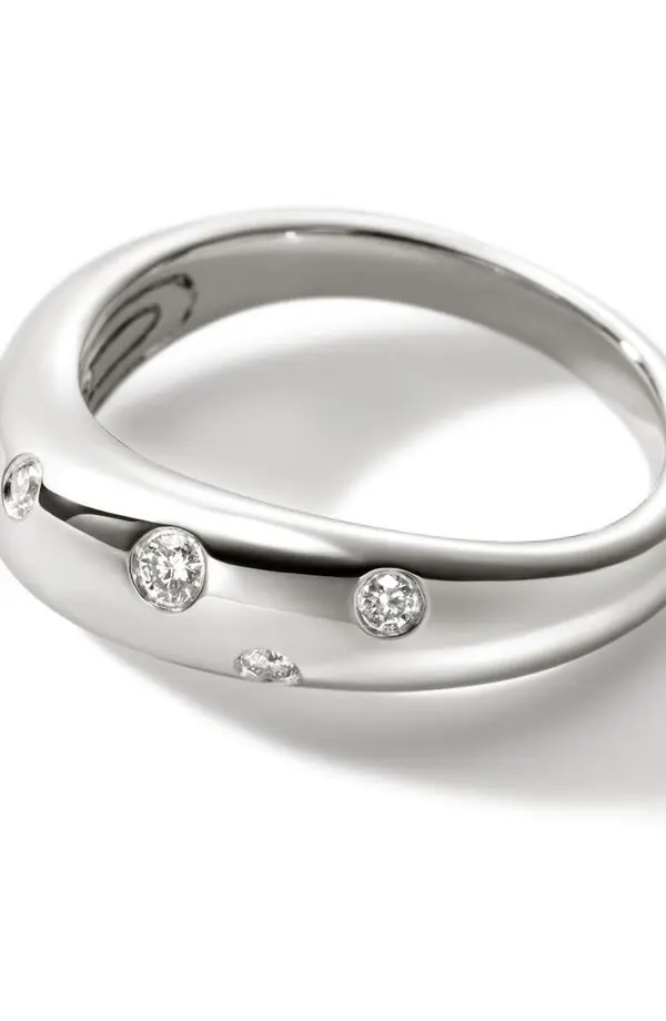 John Hardy Surf Diamond Band Ring - Silver