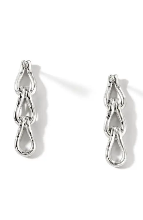 John Hardy Surf Pavé Diamond Link Drop Earrings - Silver