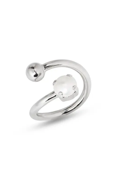 JUSTINE CLENQUET Coco Imitation Pearl Open Ring - Palladium